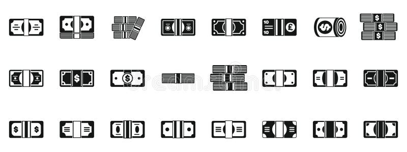 Money Bundle Icons Set. Set of Banknotes Icons Showing Different Stacks ...