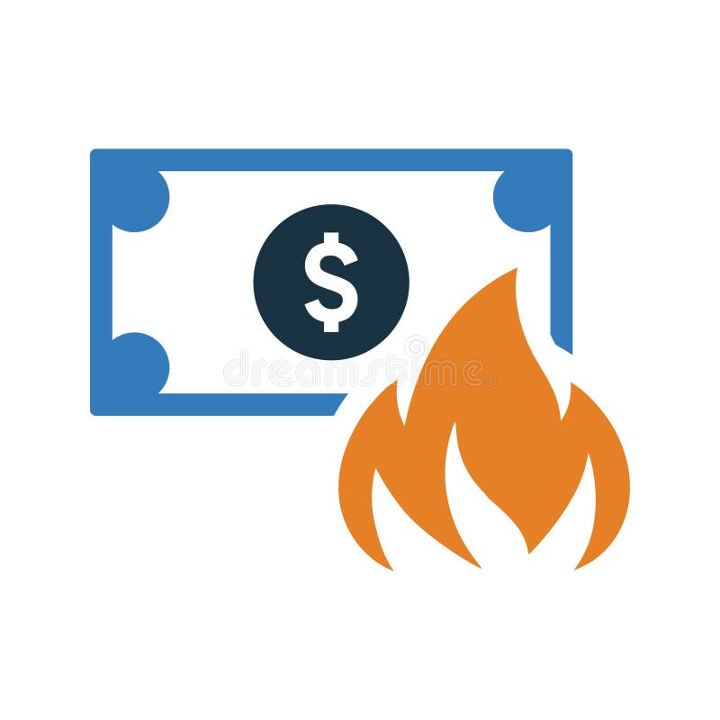 Money Burning icon stock illustration. Illustration of inflation ...