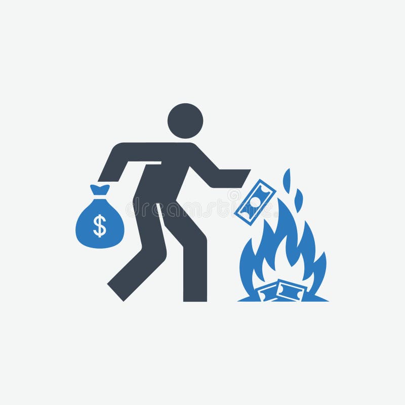 Money Burning Icon. Outline Symbol Stock Illustration - Illustration of ...