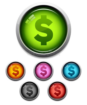 Money button icon stock vector. Illustration of blue, glass - 6070827