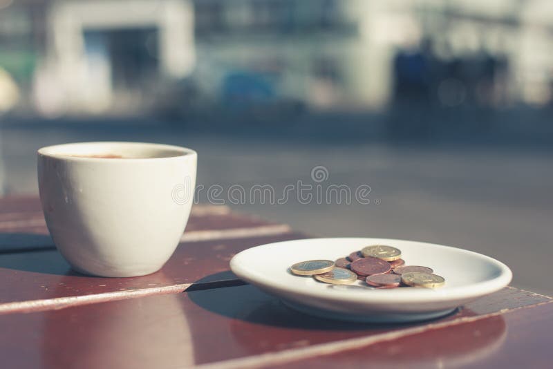 Money on cafe table stock photo. Image of outside, outdoors - 45373990