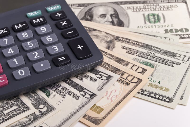 Money and calculator stock image. Image of banknote, five - 28513991