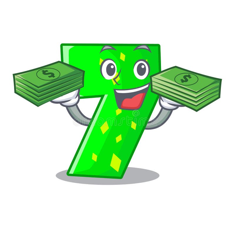 With Money Cartoon Number Seven on Stone Wall Stock Vector ...