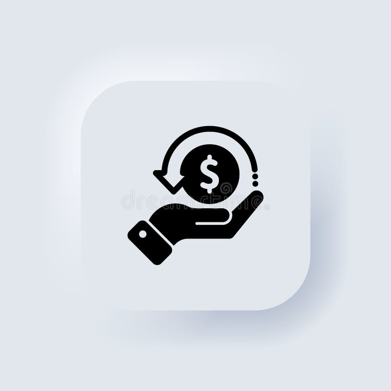 Cashback Icon, Logo. Hand Hold Coin. Money, Dollar Coin Icon in Black ...