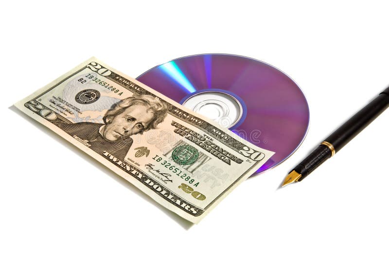Cd-rom on pile of cash stock image. Image of bill, soft - 5027175