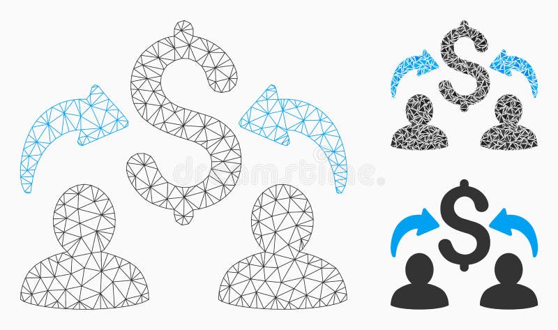 Money Changers Vector Mesh Wire Frame Model and Triangle Mosaic Icon ...