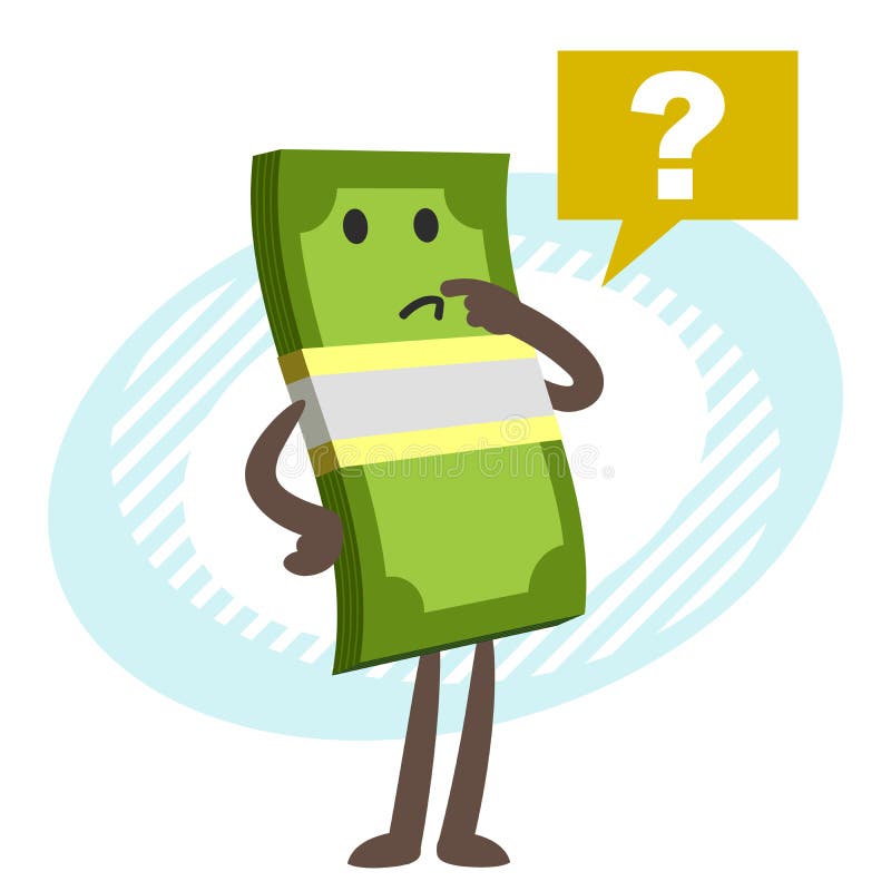 Money Character Posing with Question Mark Stock Vector - Illustration ...
