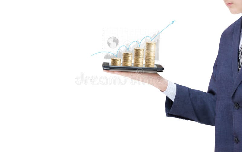 Money Chart on the Computer of a Businessman. Stock Photo - Image of ...