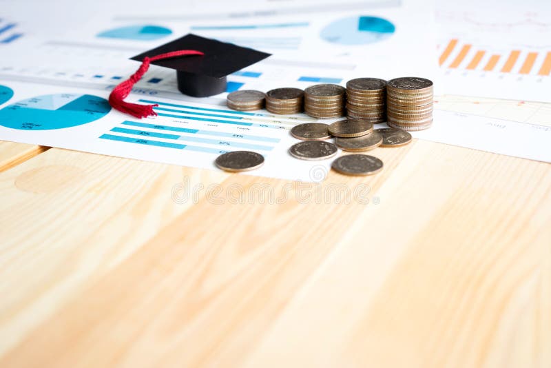 Money, Chart and Graduation Caps Stock Photo - Image of graph, progress ...