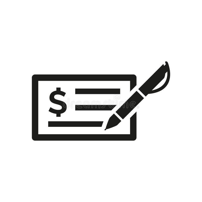 Money Check Icon on White Background Stock Illustration - Illustration ...