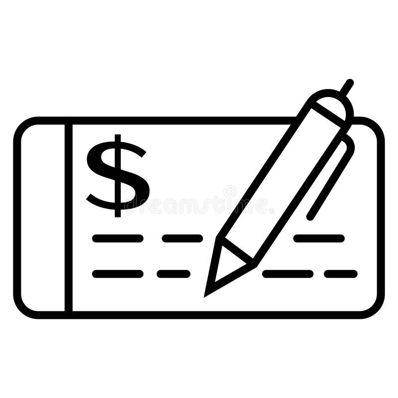 Money Check Icon on White Background Stock Illustration - Illustration ...
