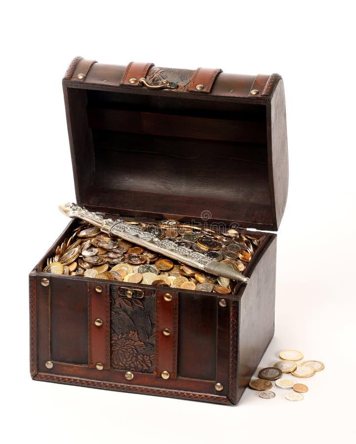 Money chest and a dagger stock photo. Image of taint, silver - 7936558
