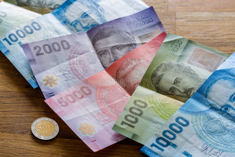 Money. Chilean Pesos, Banknotes of Various Denominations Stock Photo ...