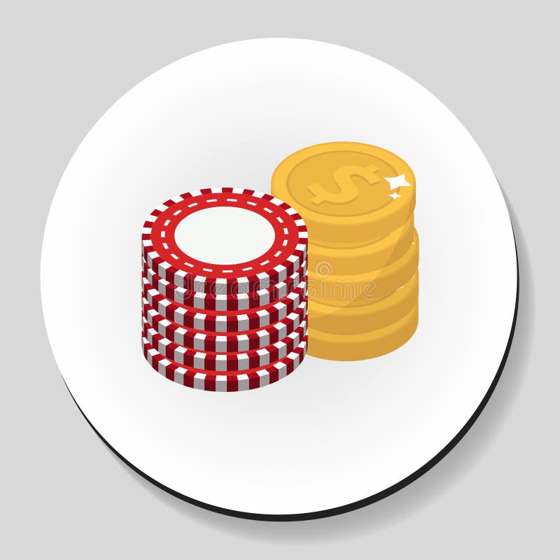 Money and Chips Stack Sticker Icon Flat Style. Vector Illustration ...