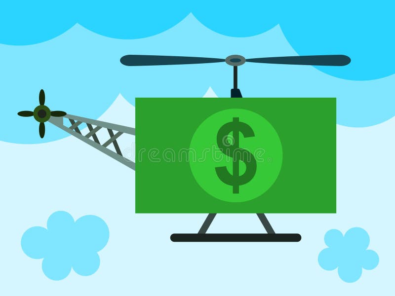 Helicopter drop of money stock vector. Illustration of earning - 17056662