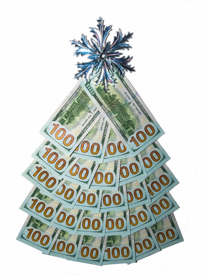 Money Christmas Tree Decorated with Banknotes Stock Image - Image of ...