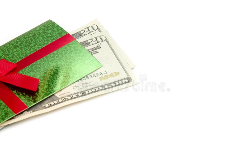 Money for Christmas on a White Background Stock Photo - Image of gift ...