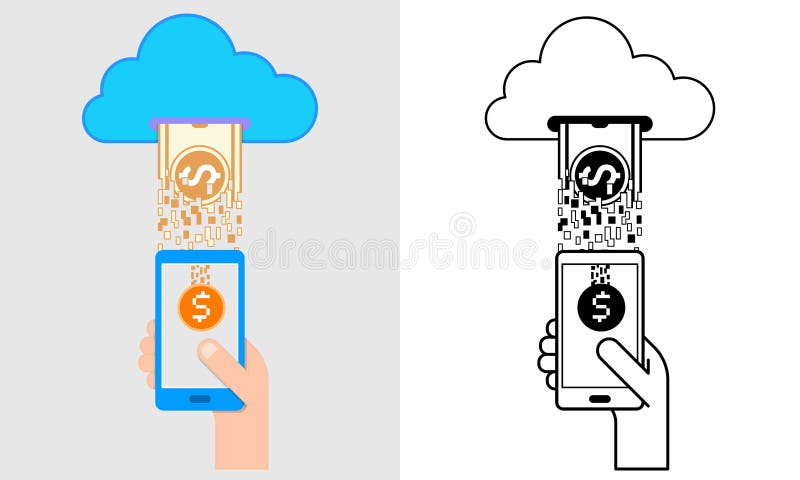 Money from cloud to mobile stock vector. Illustration of digital ...