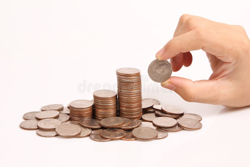 Money Coin Stack Growing Business in Hand Stock Image - Image of ...
