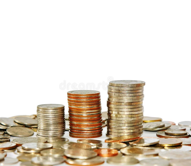 Money Coin Stack Growing Graph Isolated Stock Image - Image of concept ...