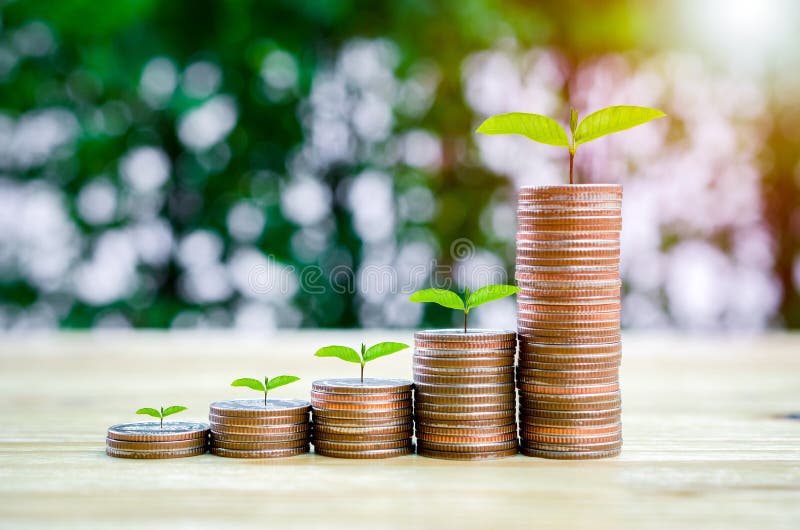 Money Coin Stack Growing Graph Stock Image - Image of concept, economic ...