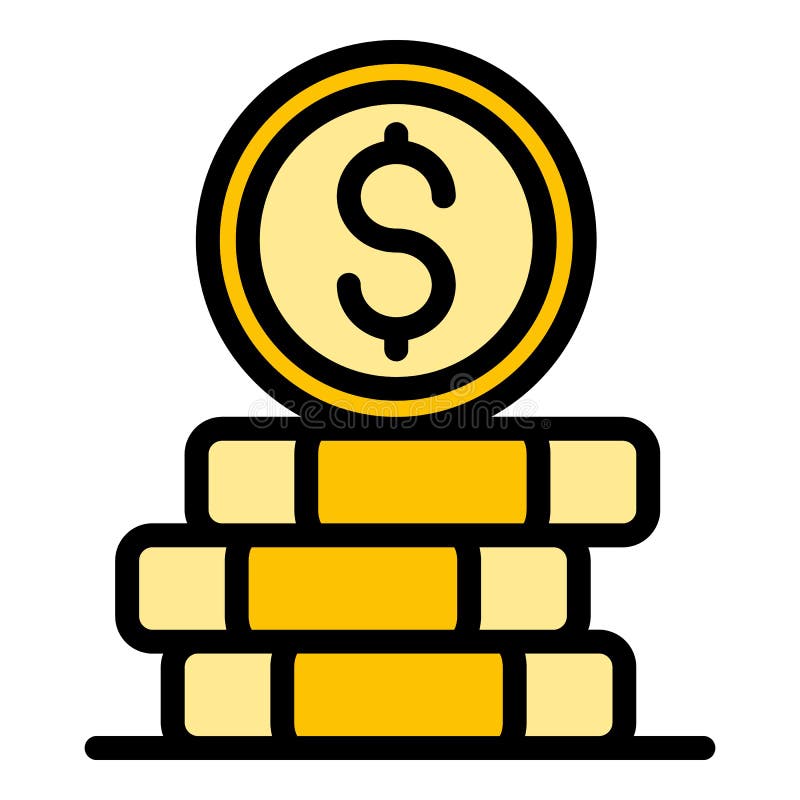 Money Coin Stack Icon Color Outline Vector Stock Vector - Illustration ...