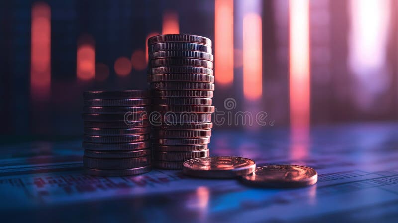 Money Coin Stack for Investment Home with Financial Report Graph ...