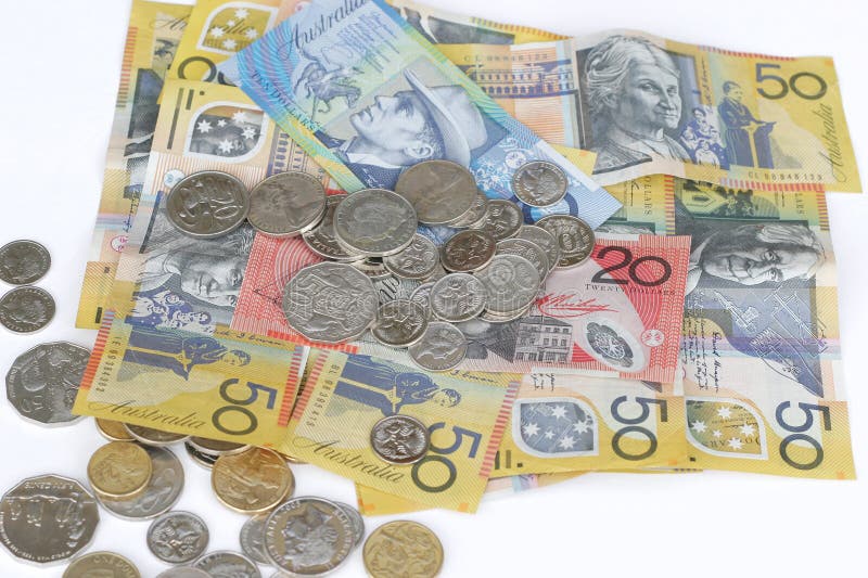 Falling Money Australian Dollars Raining Stock Photo - Image of ...