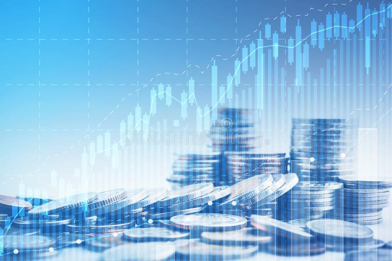 Money Coins Arranged As a Graph on White Background Stock Image - Image ...