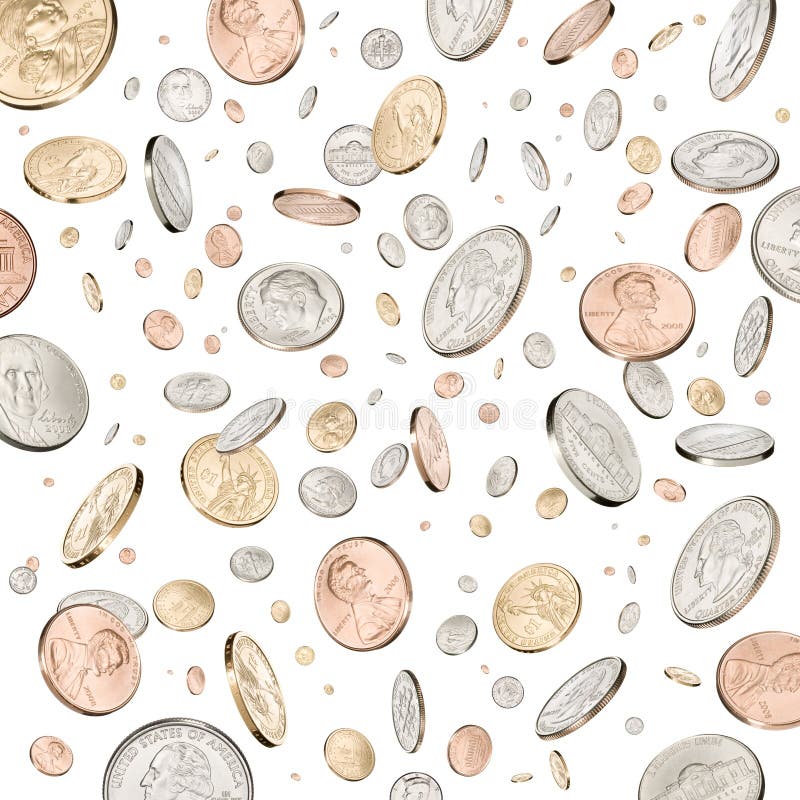 Money Coins Falling Raining Down Stock Image - Image of isolated, coin ...