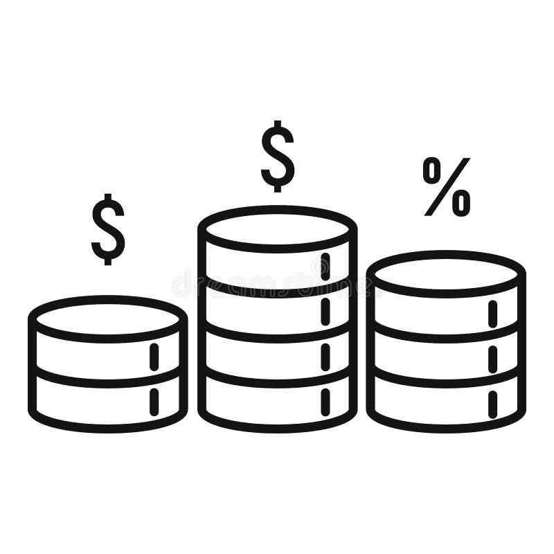 Money Coins Icon, Outline Style Stock Vector - Illustration of fortune ...