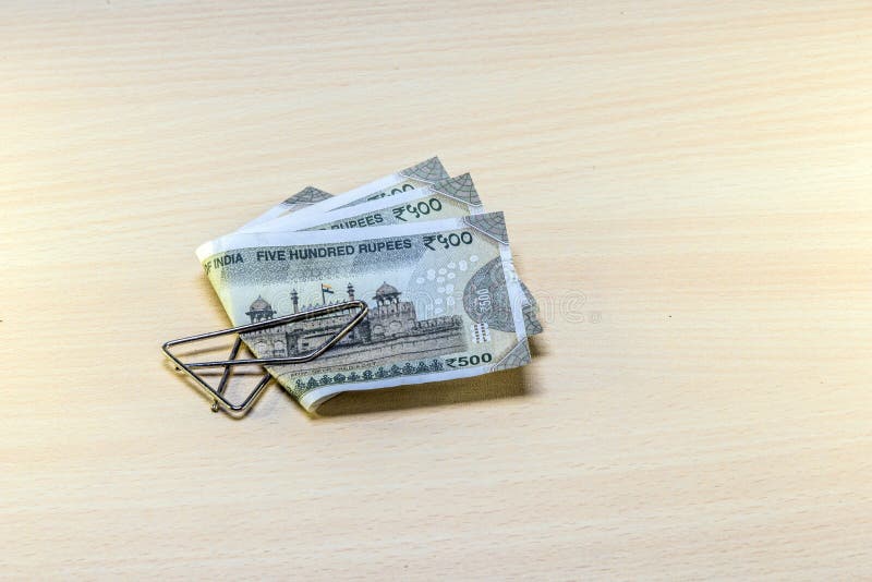 Money, Coins and 500 Rupees Notes on Wooden Table Stock Image - Image ...