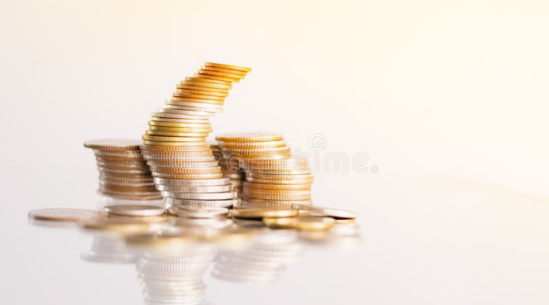 Money Coins stacked stock photo. Image of figures, economy - 164523298