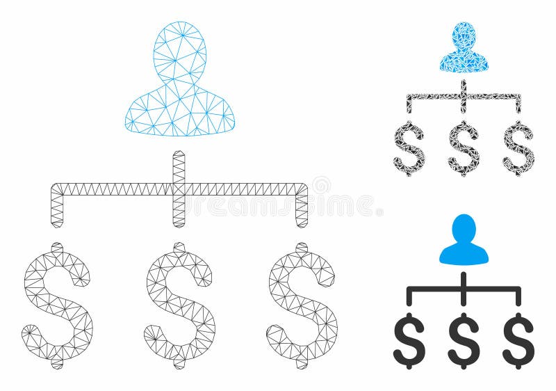 Money Collector Vector Mesh Wire Frame Model and Triangle Mosaic Icon ...