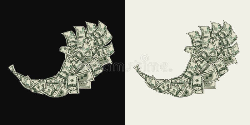 Money Composition Like Wave with 100 Dollar Bill Stock Vector ...