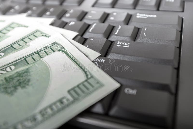 Money Pouring Out from a Notebook Computer Stock Image - Image of ...