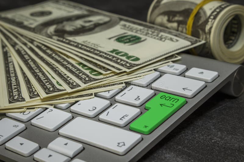 Money on a Computer Keyboard Stock Photo - Image of paper, american ...