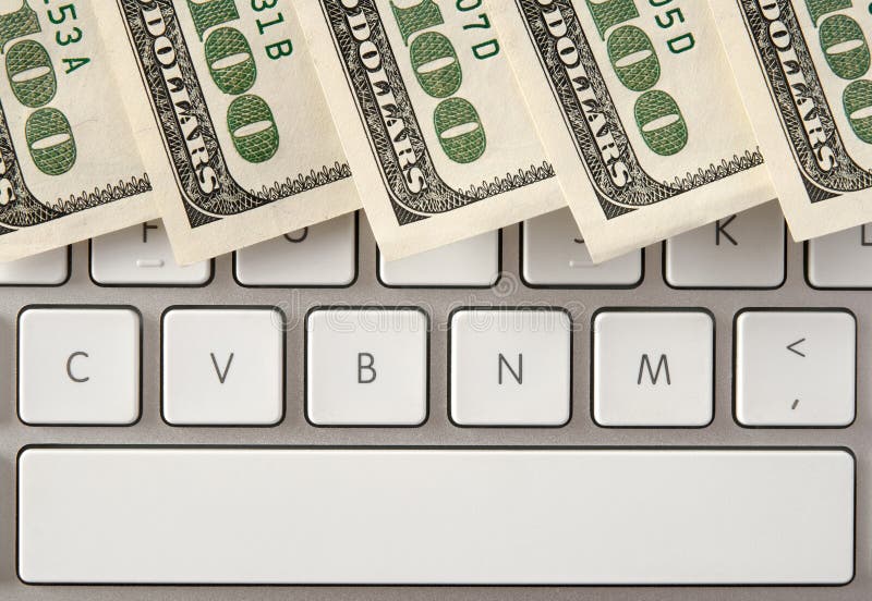 Money on Computer Keyboard with Spacebar Stock Image - Image of closeup ...