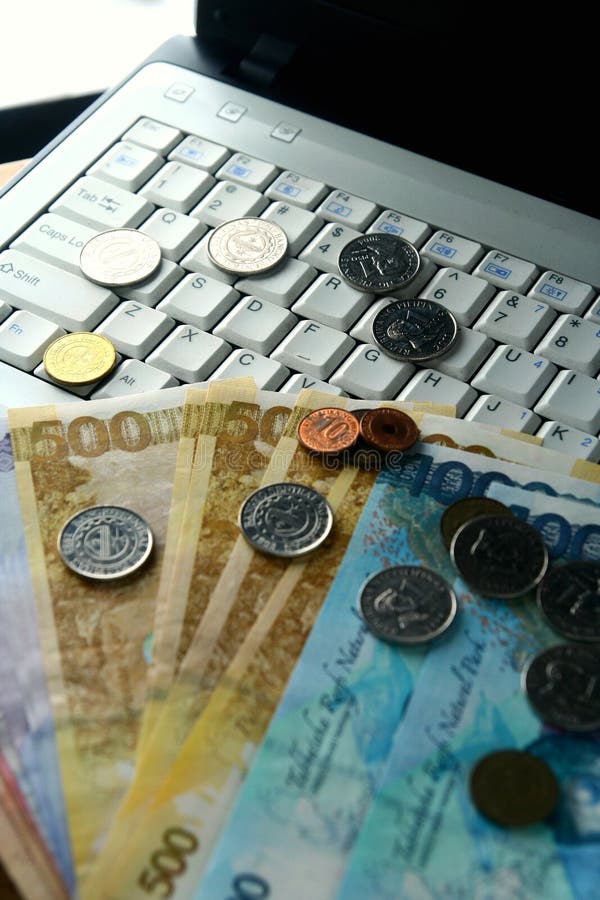 Money on a Computer laptop stock photo. Image of gadget - 45936878
