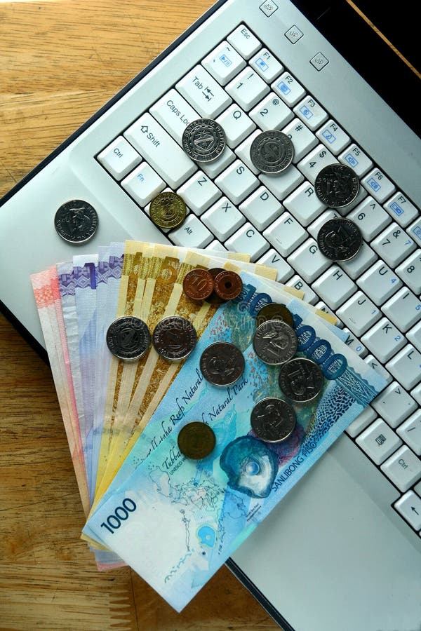 Money on a Computer laptop stock image. Image of bedroom - 45937171