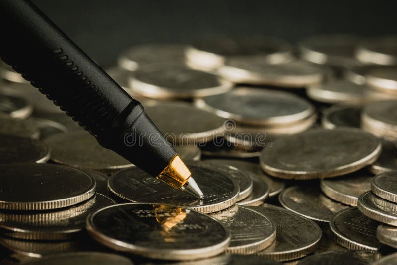 Money Concept Coins and Pen Stock Image - Image of account, bank: 68172239