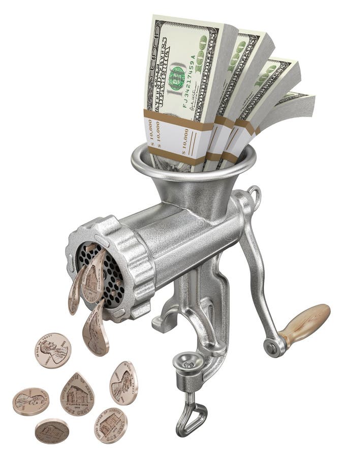 Money Concept with Meat Grinder Stock Illustration - Illustration of ...