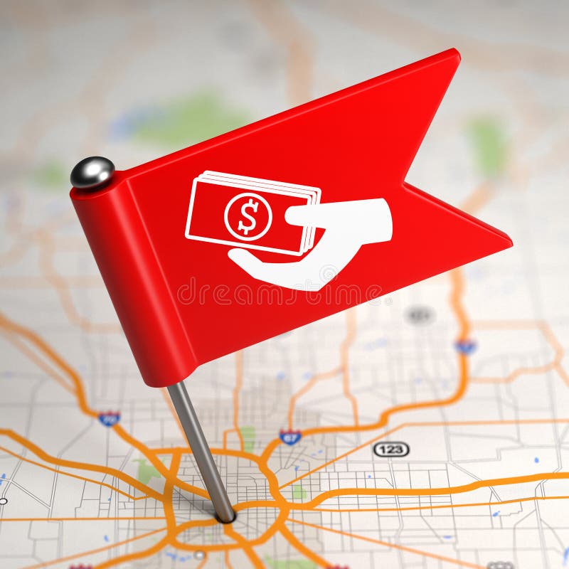 Money Concept - Small Flag on a Map Background. Stock Image - Image of ...