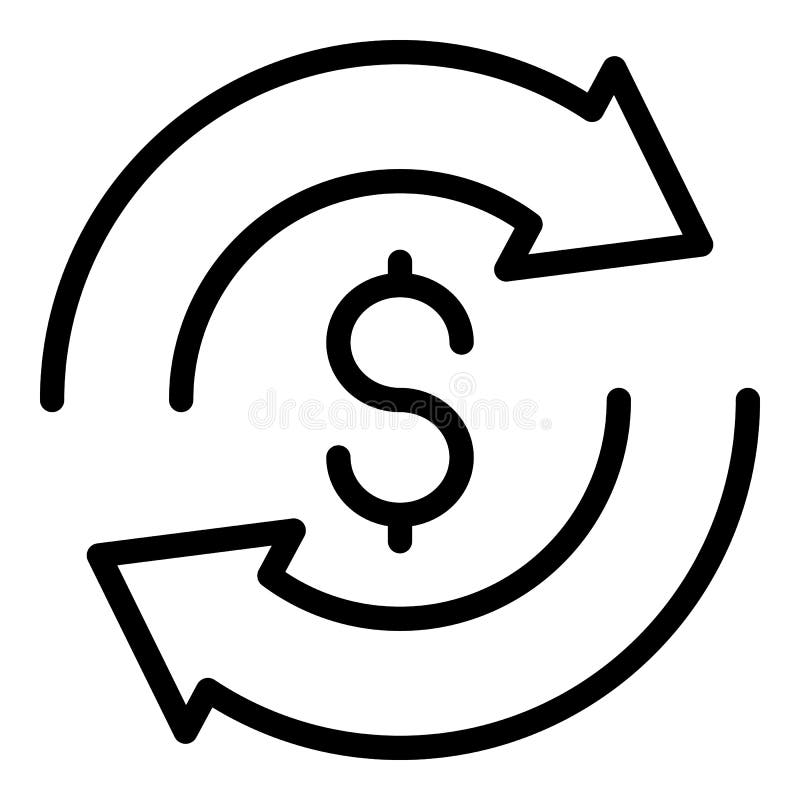 Money Convert Icon, Outline Style Stock Vector - Illustration of credit ...