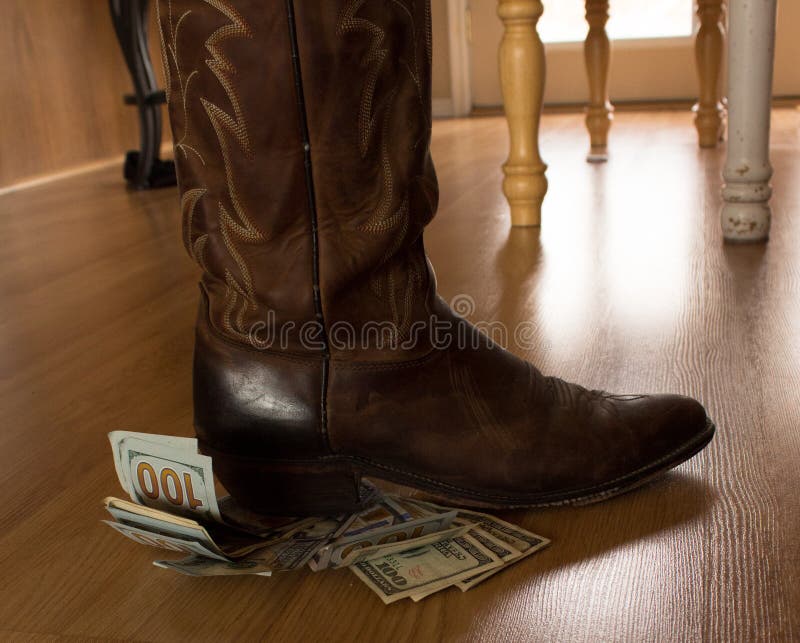 Money cowboy boot stock image. Image of save, wealth - 49564963
