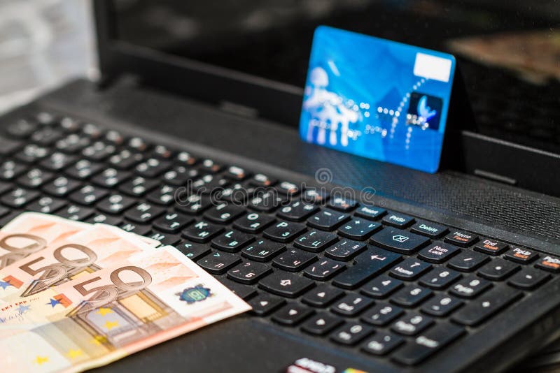 Credit card on keyboard stock image. Image of notebook - 45011137