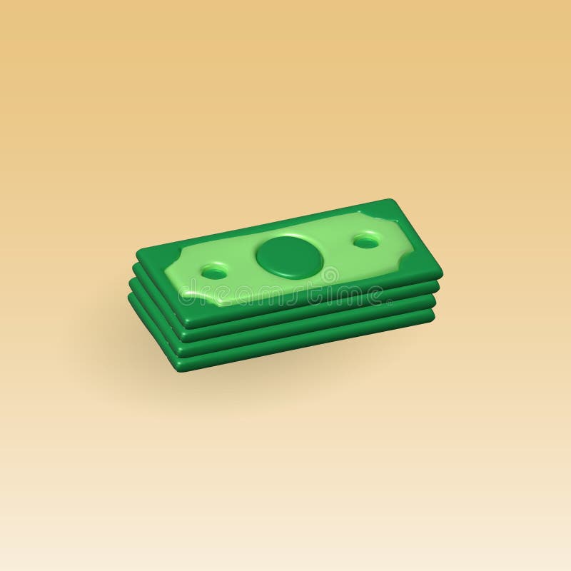 Money 3d Illustration. Dollar Bills 3d Icon. Cash Icon Stock ...