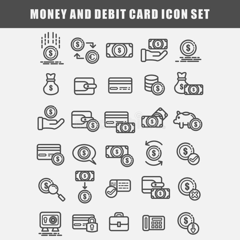 Money and Debit Icons Set Vector Art Stock Vector - Illustration of ...