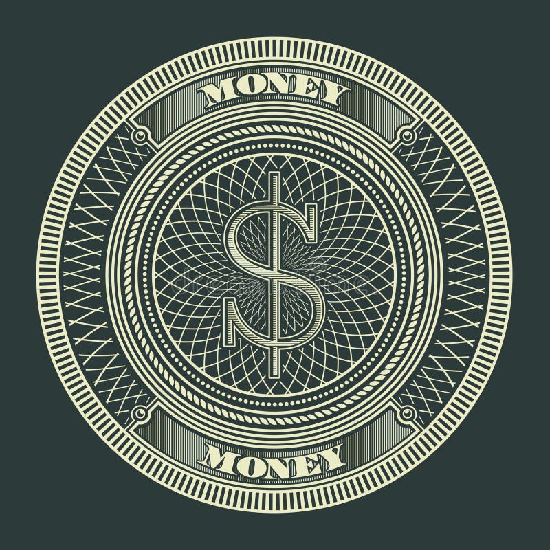 Money Decorative Circle Sign Symbol Vector Illustration Stock Vector ...