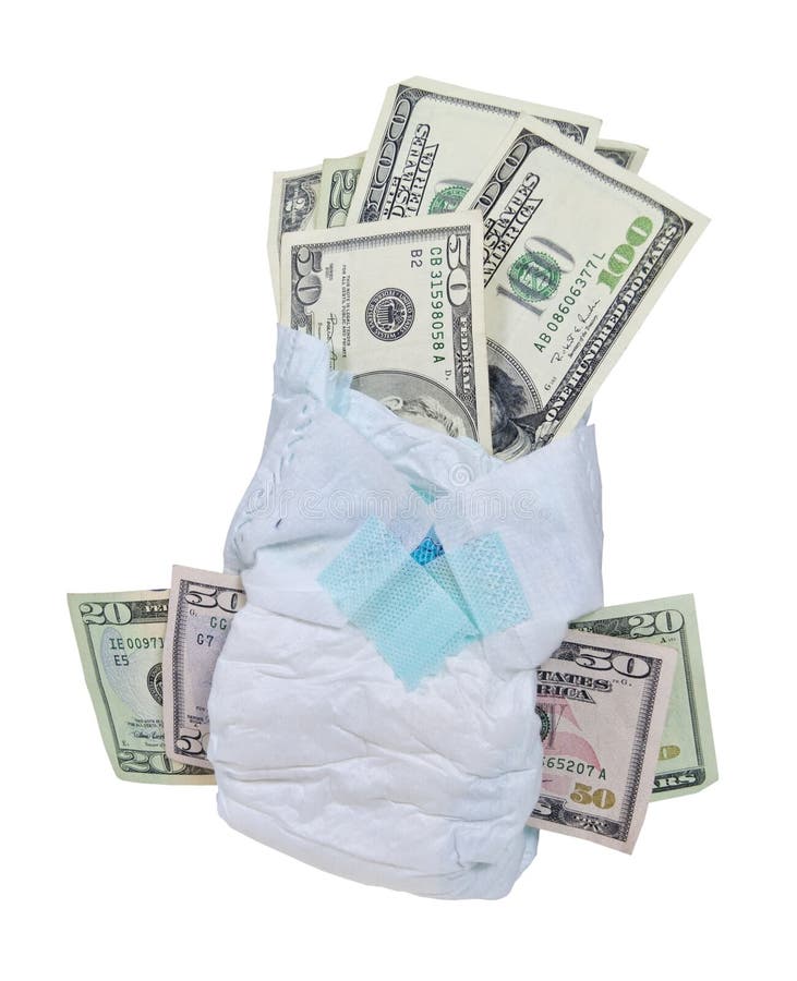 Money in a Diaper stock image. Image of financial, baby - 21765595